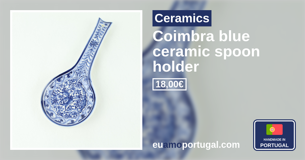 Coimbra blue ceramic spoon holder - Portuguese Product